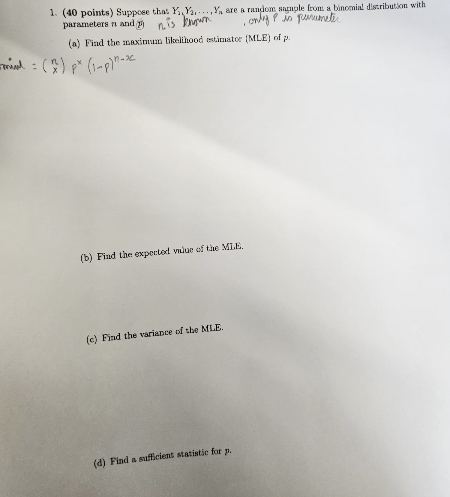 Solved (40 ﻿points) ﻿Suppose that Y1,Y2,dots,Yn ﻿are a | Chegg.com