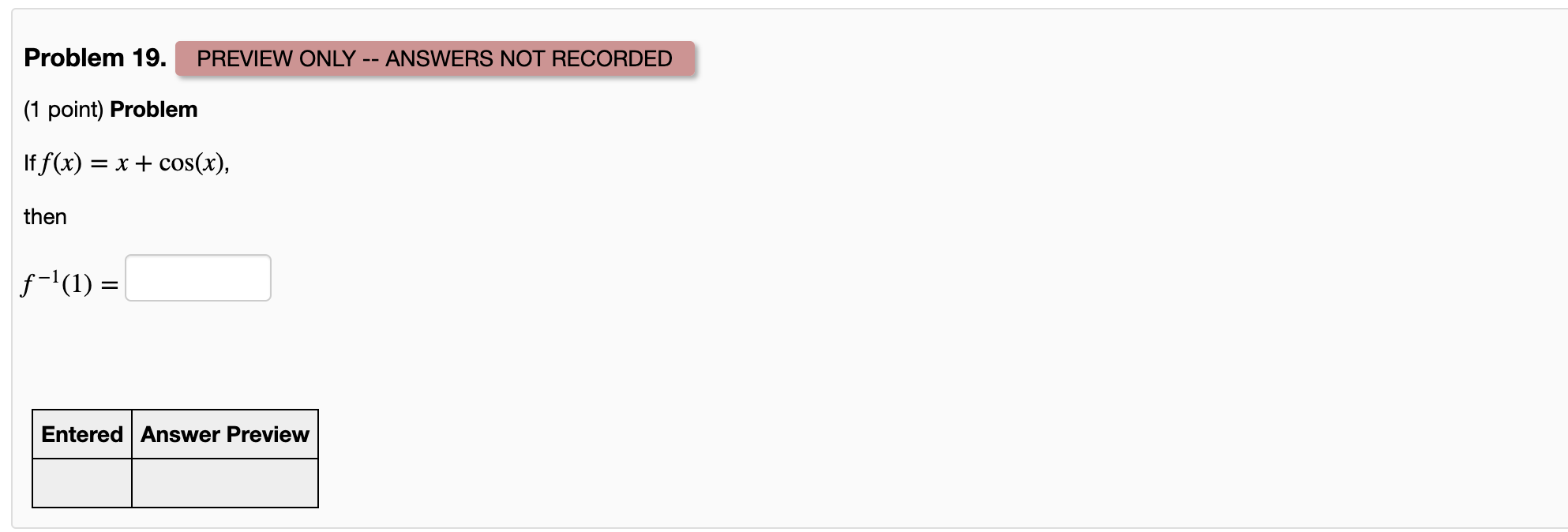 Solved Problem 19. PREVIEW ONLY -- ANSWERS NOT RECORDED (1 | Chegg.com