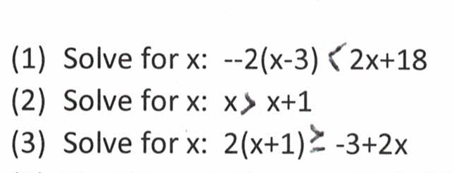 Solved (1) Solve for x:−2(x−3) x+1 | Chegg.com