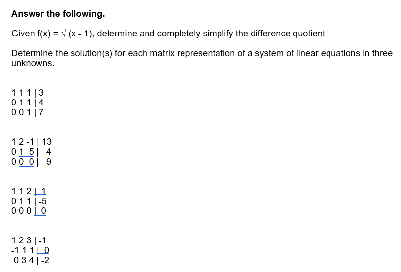 Solved Answer the following. Given f(x)=(x−1), determine and | Chegg.com