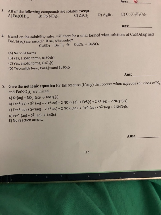 Solved Ans: 3. All of the following compounds are soluble | Chegg.com