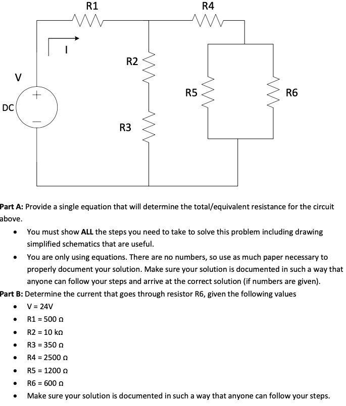 Solved R4 R1 R2 R5 R6 DC R3 Part A: Provide a single | Chegg.com