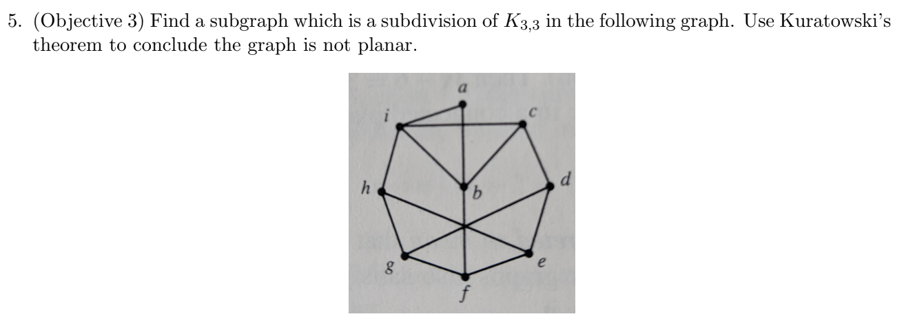 Solved a 5. (Objective 3) Find a subgraph which is a | Chegg.com