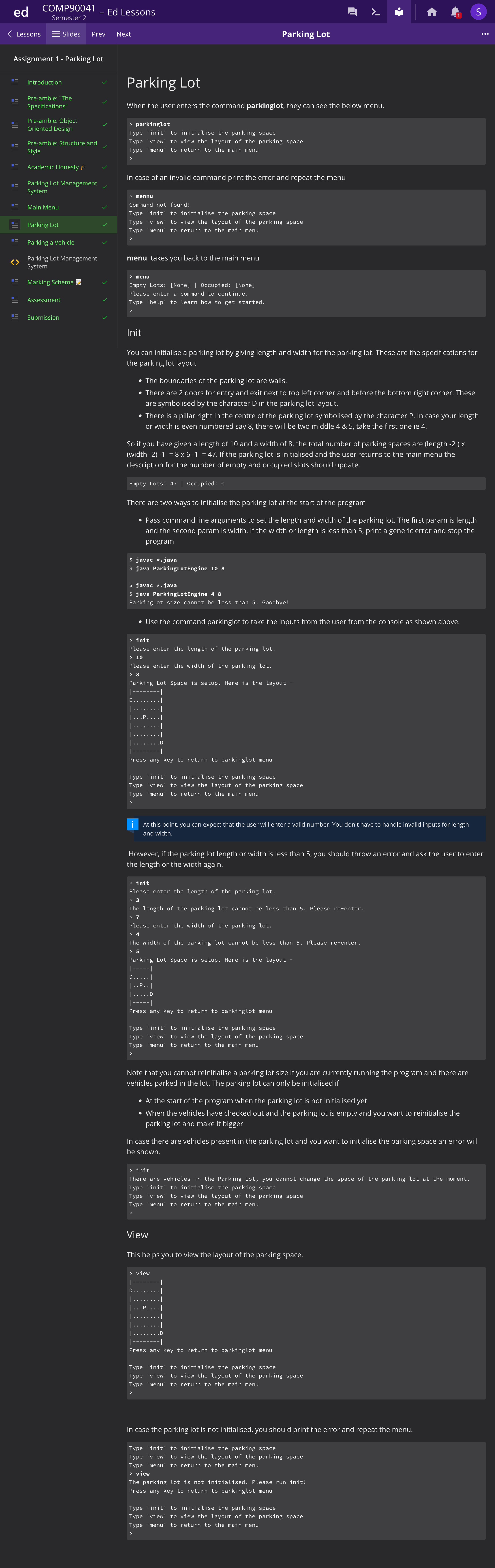 Solved Parking Lot Management System Time to implement our | Chegg.com