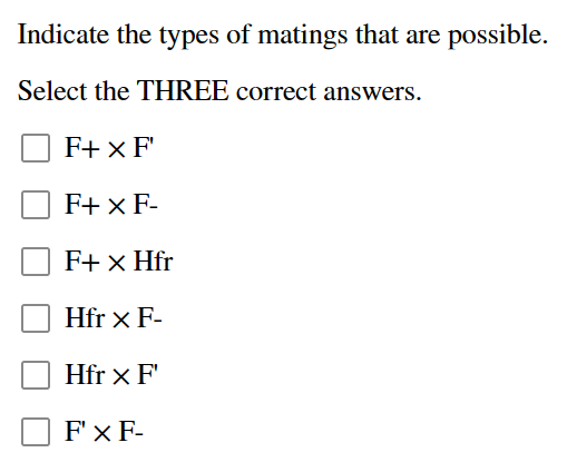 Solved Indicate the types of matings that are | Chegg.com