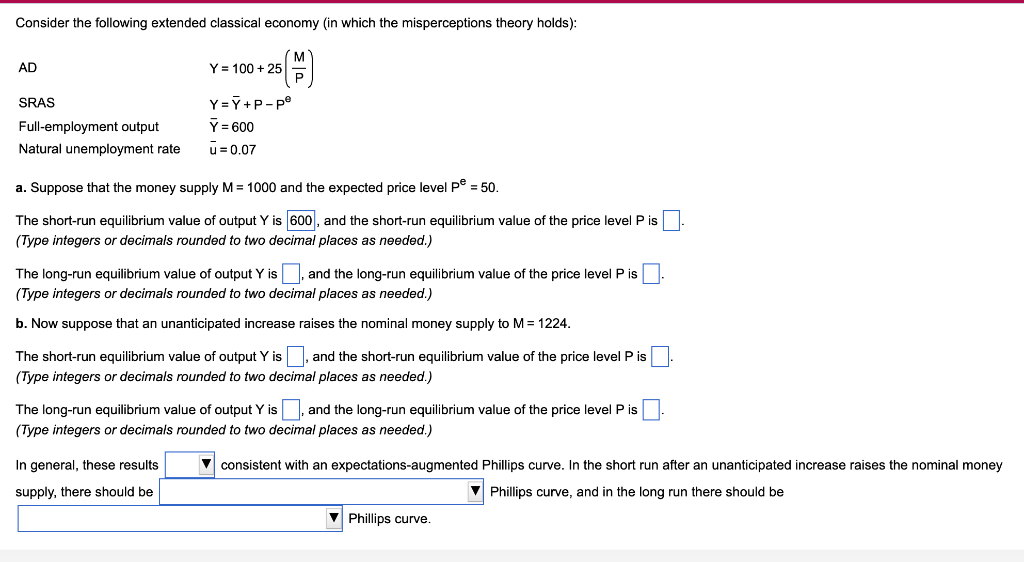 Solved Consider the following extended classical economy (in | Chegg.com