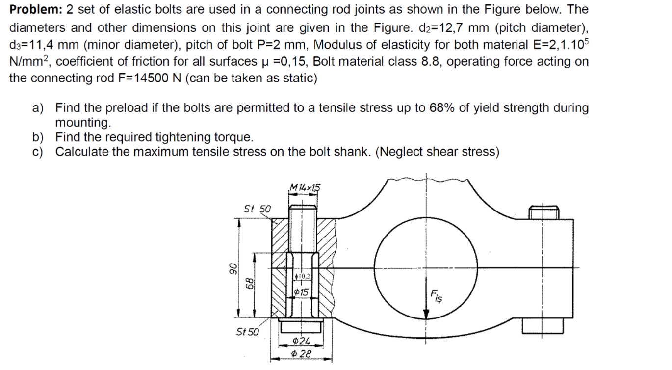 Solved Problem: 2 set of elastic bolts are used in a | Chegg.com