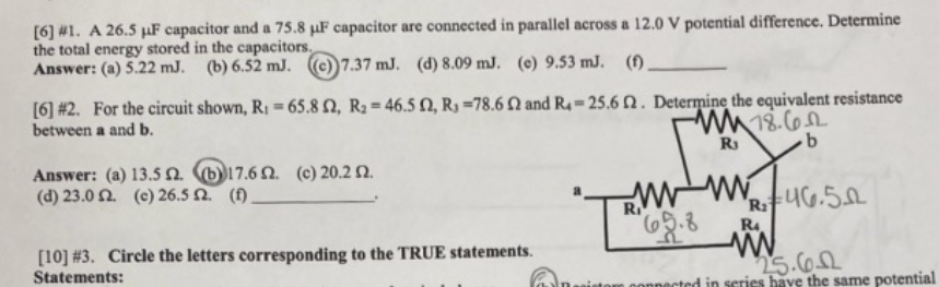 Solved [6] #1. A 26.5 AF capacitor and a 75.8 uF capacitor | Chegg.com