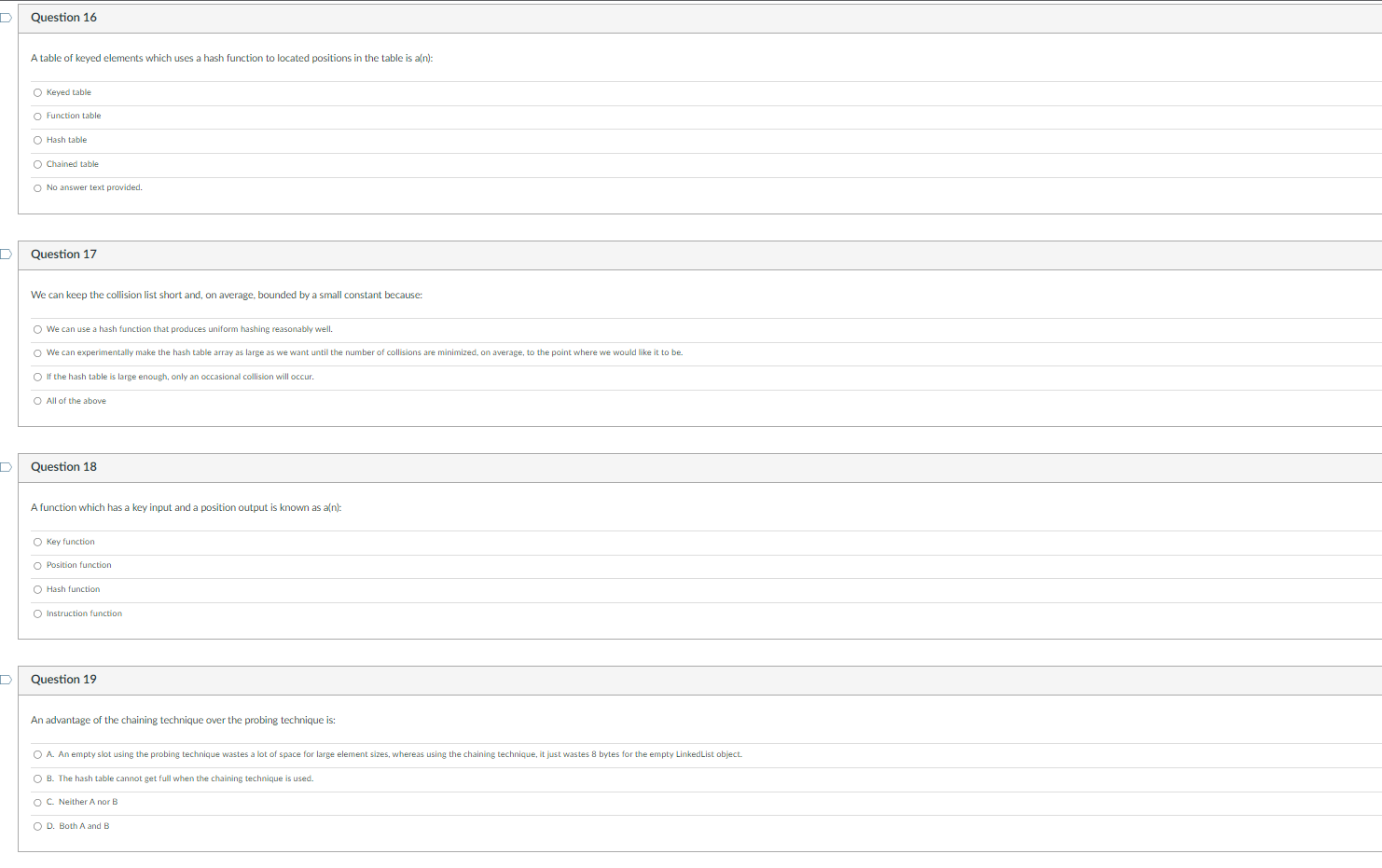 Solved A table of keyed elements which uses a hash function | Chegg.com