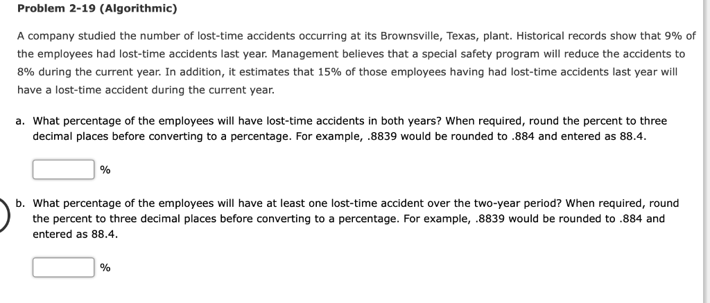 Solved Problem 2-19 (Algorithmic) A company studied the | Chegg.com