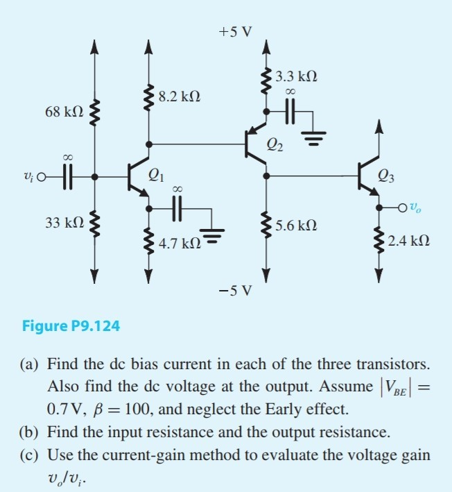 Solved 9.124 Figure P9.124 shows a three-stage amplifier in | Chegg.com