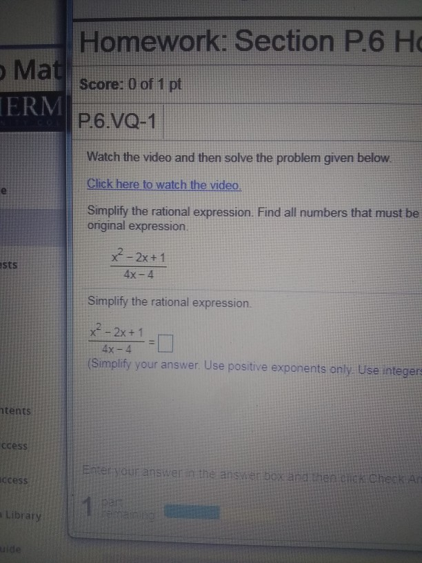 Solved Homework Section P6 H Mat Score 0 Of 1 Pt Erm Watch