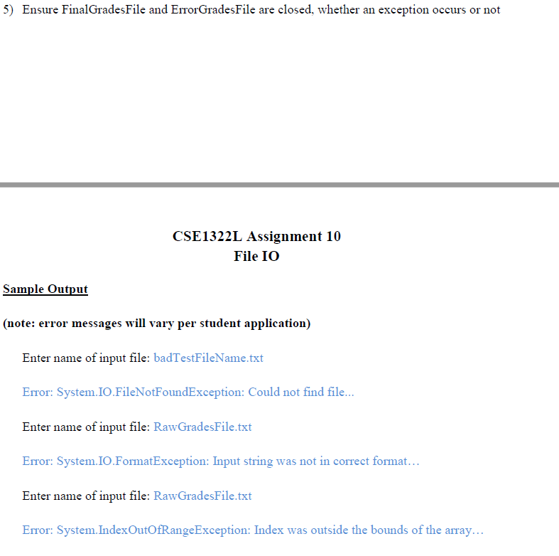 CSE1322L Assignment 10 File IO Overview For this | Chegg.com