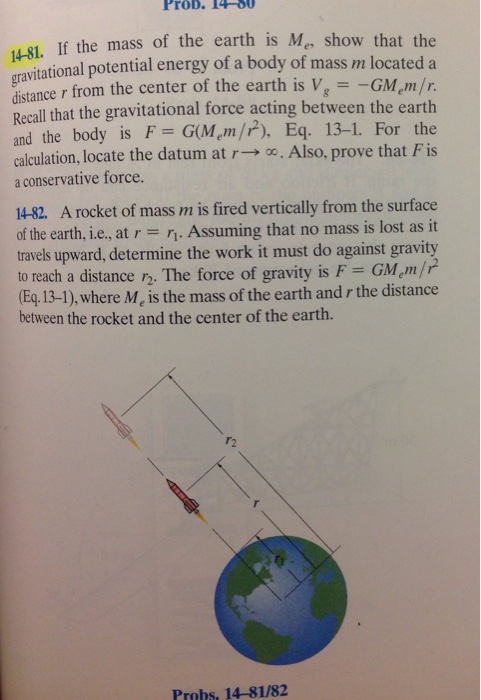 Solved Prob. 14-80 mass of the earth is Me, show that the | Chegg.com