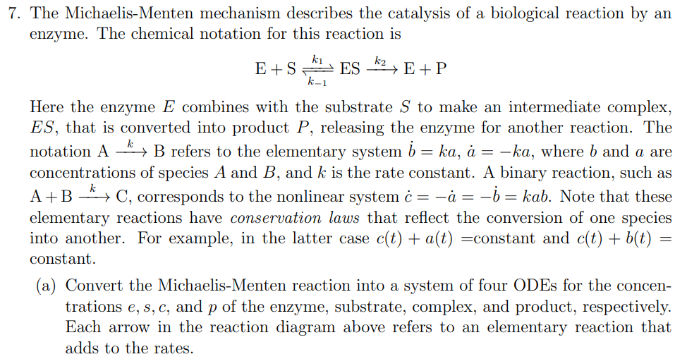 Solved The Michaelis-Menten mechanism describes the | Chegg.com