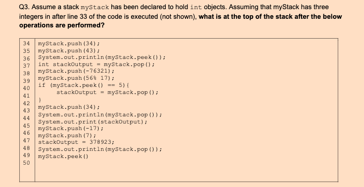 Solved Q3 Assume A Stack Mystack Has Been Declared To Hold 