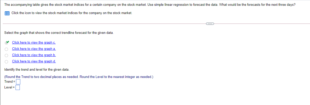Solved The accompanying table gives the stock market indices | Chegg.com