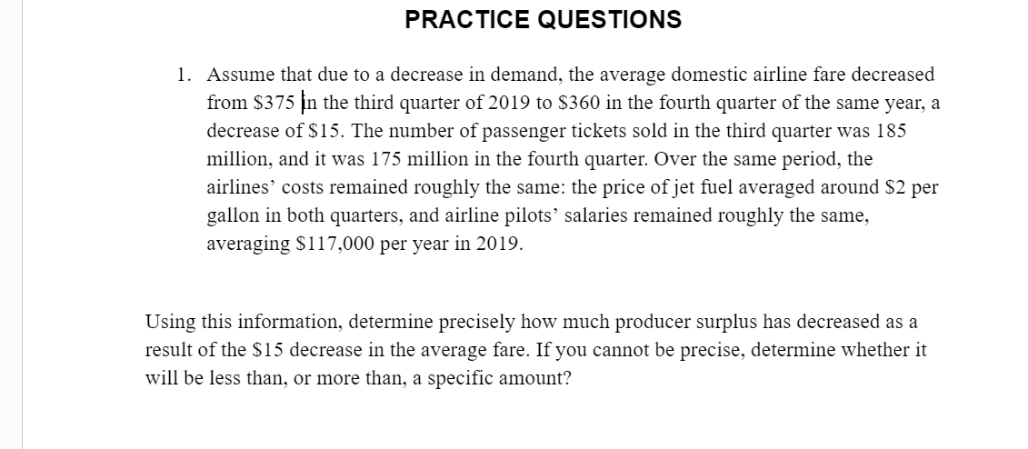 Solved 1. Assume that due to a decrease in demand, the | Chegg.com