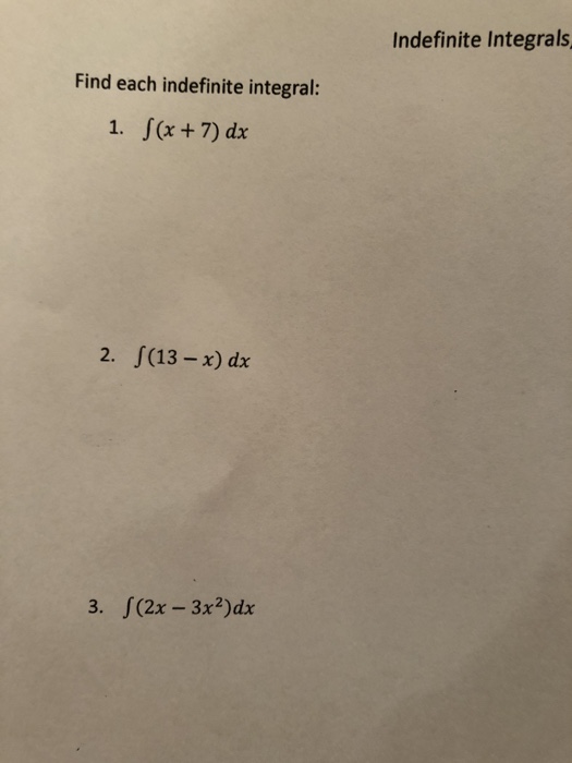 Solved Indefinite Integrals Find each indefinite integral: | Chegg.com