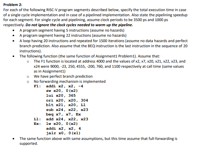 Solved roblem 2: or each of the following RISC-V program | Chegg.com