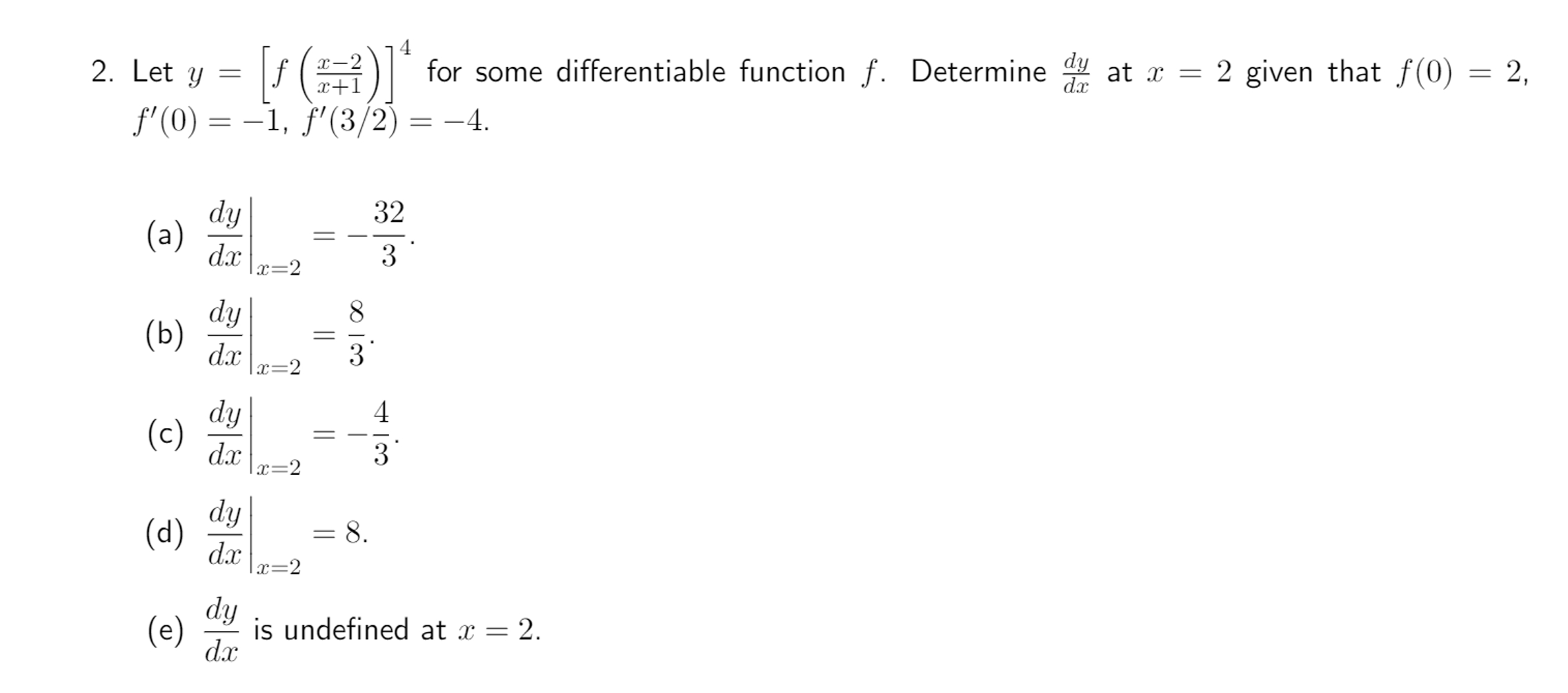 Solved Let y=[f(x-2x+1)]4 ﻿for some differentiable function | Chegg.com