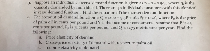 Solved Suppose an individual's inverse demand function is | Chegg.com