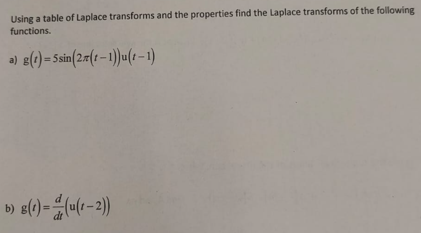 Solved Using a table of Laplace transforms and the | Chegg.com