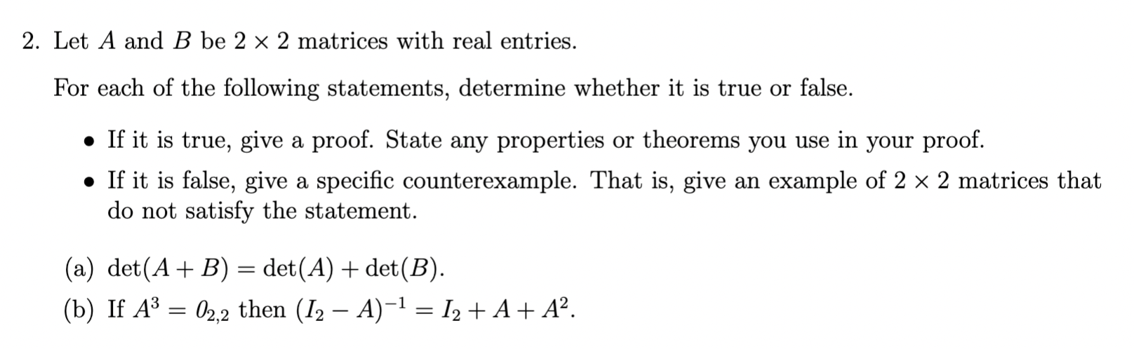 Solved 2. Let \\( A \\) and \\( B \\) be \\( 2 \\times 2 \\) | Chegg.com
