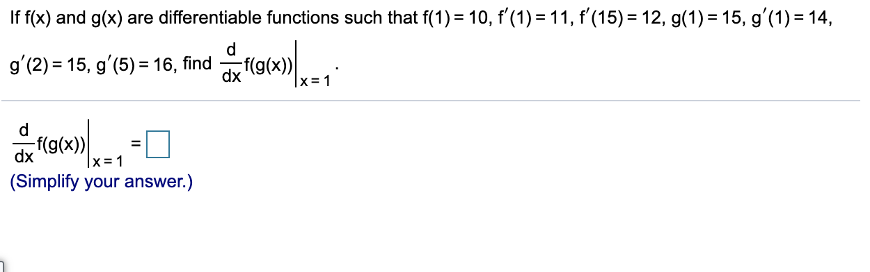 Solved If f(x) and g(x) are differentiable functions such | Chegg.com