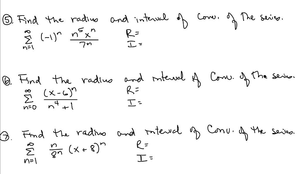 Solved (5). Find the radius and interval of cone. of the | Chegg.com