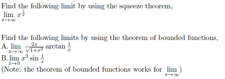 Solved Find the following limit by using the squeeze | Chegg.com