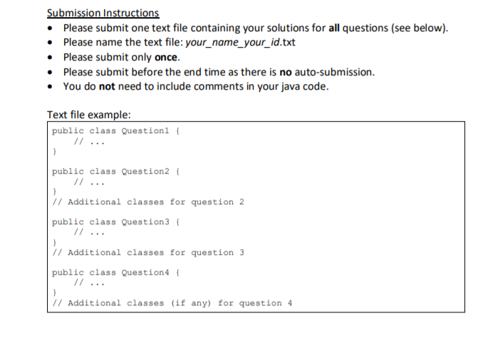 Solved Submission Instructions • Please submit one text file | Chegg.com