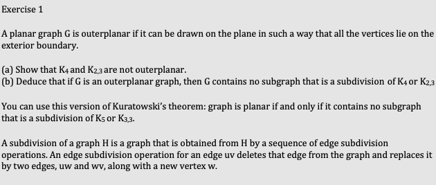 Solved Exercise 1a Planar Graph G ﻿is Outerplanar If It Can 