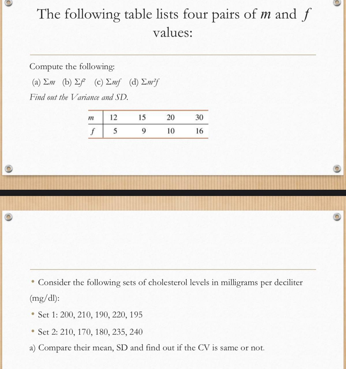 Solved The following table lists four pairs of m and f | Chegg.com