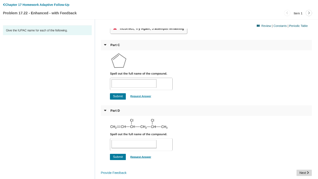 Solved A Review Constants Periodic Table Give the IUPAC | Chegg.com