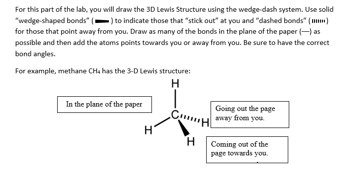 Solved For this part of the lab, you will draw the 3D Lewis | Chegg.com