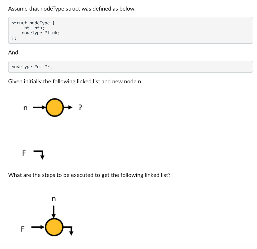 Solved Assume That Nodetype Struct Was Defined As Below 