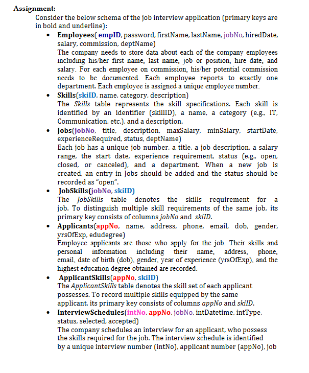 Solved number, interview type (intType), interview datetime, | Chegg.com