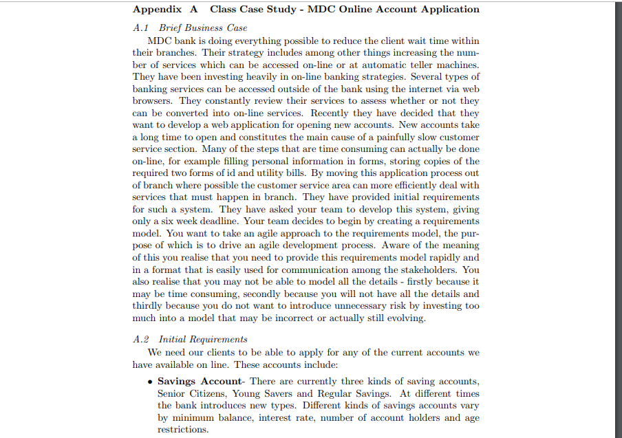 Appendix A Class Case Study -MDC Online Account | Chegg.com
