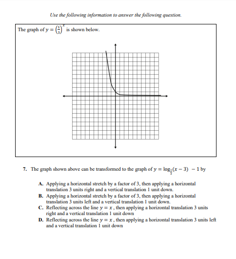 Solved The graph of y=(13)x ﻿is shown below.The graph shown | Chegg.com