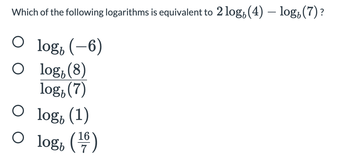 Solved Which of the following logarithms is equivalent to 2 | Chegg.com