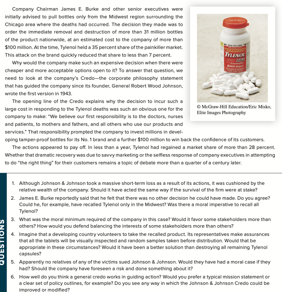 Solved Thinking Critically 3.3 >> JOHNSON & JOHNSON AND THE | Chegg.com