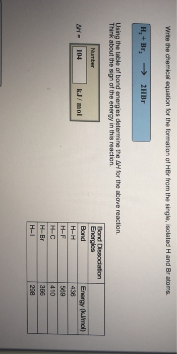 Write the chemical equation for the formation of HBr | Chegg.com