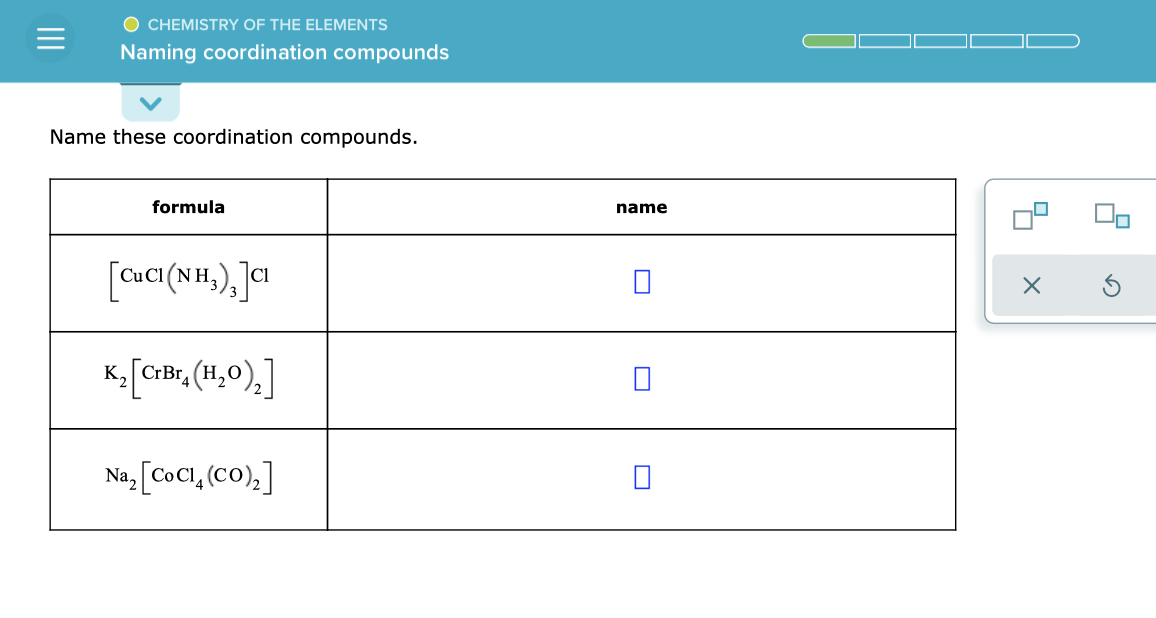 Solved CHEMISTRY OF THE ELEMENTS Naming coordination | Chegg.com