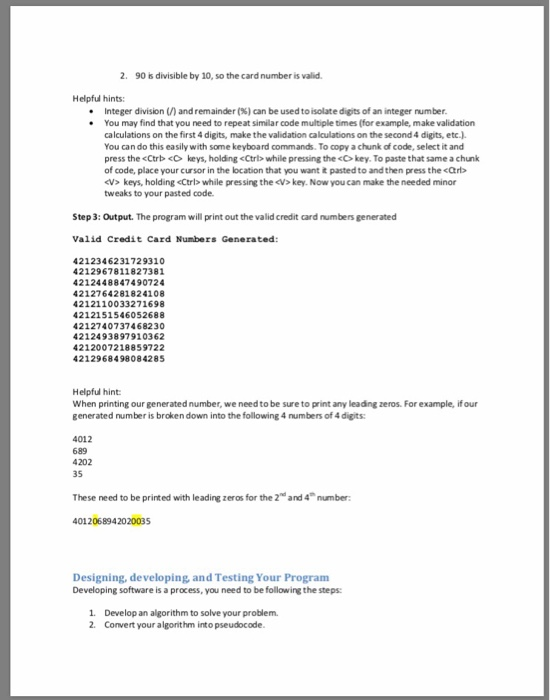 Solved Credit card numbers follow a format to quickly | Chegg.com
