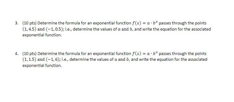 Solved 3. (10 pts) Determine the formula for an exponential | Chegg.com
