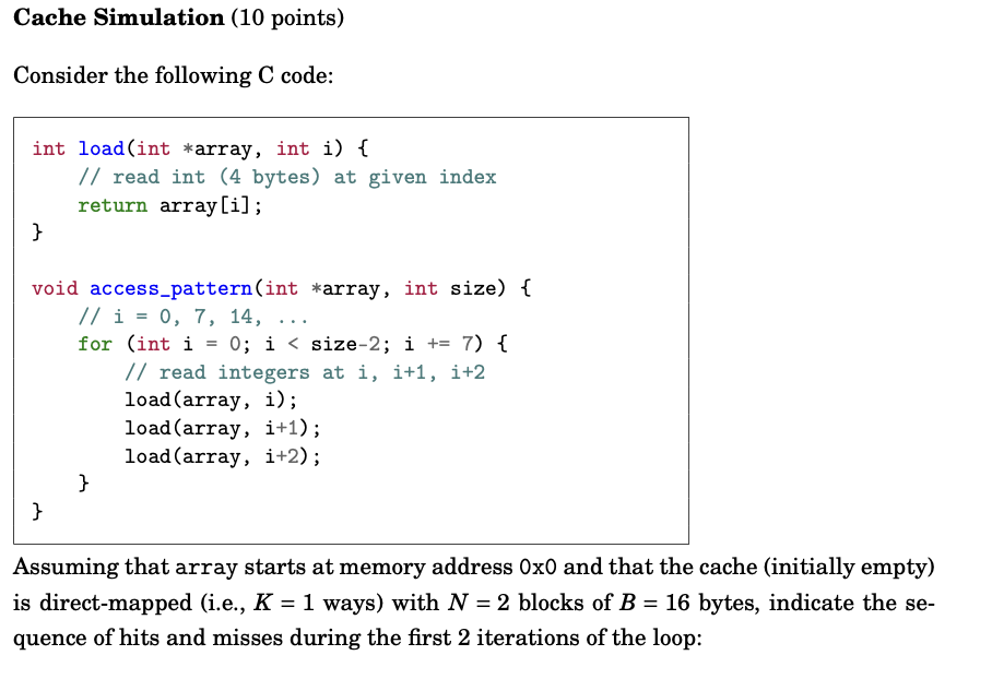(d) load (array, i) when i=7 Hit (e) load (array, | Chegg.com