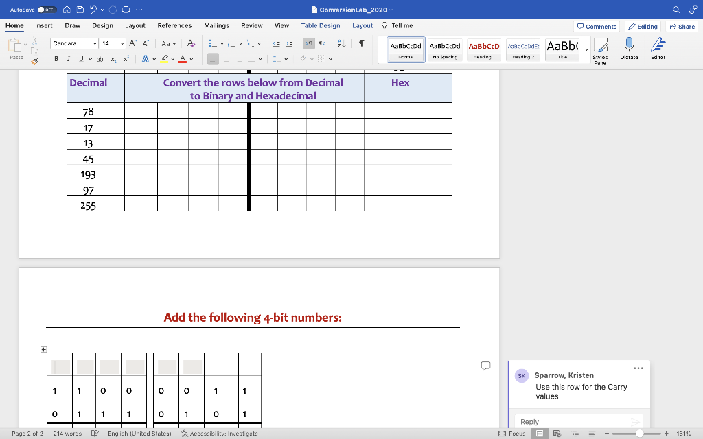 Solved Add The Following 4 bit Numbers Convert The Rows Chegg