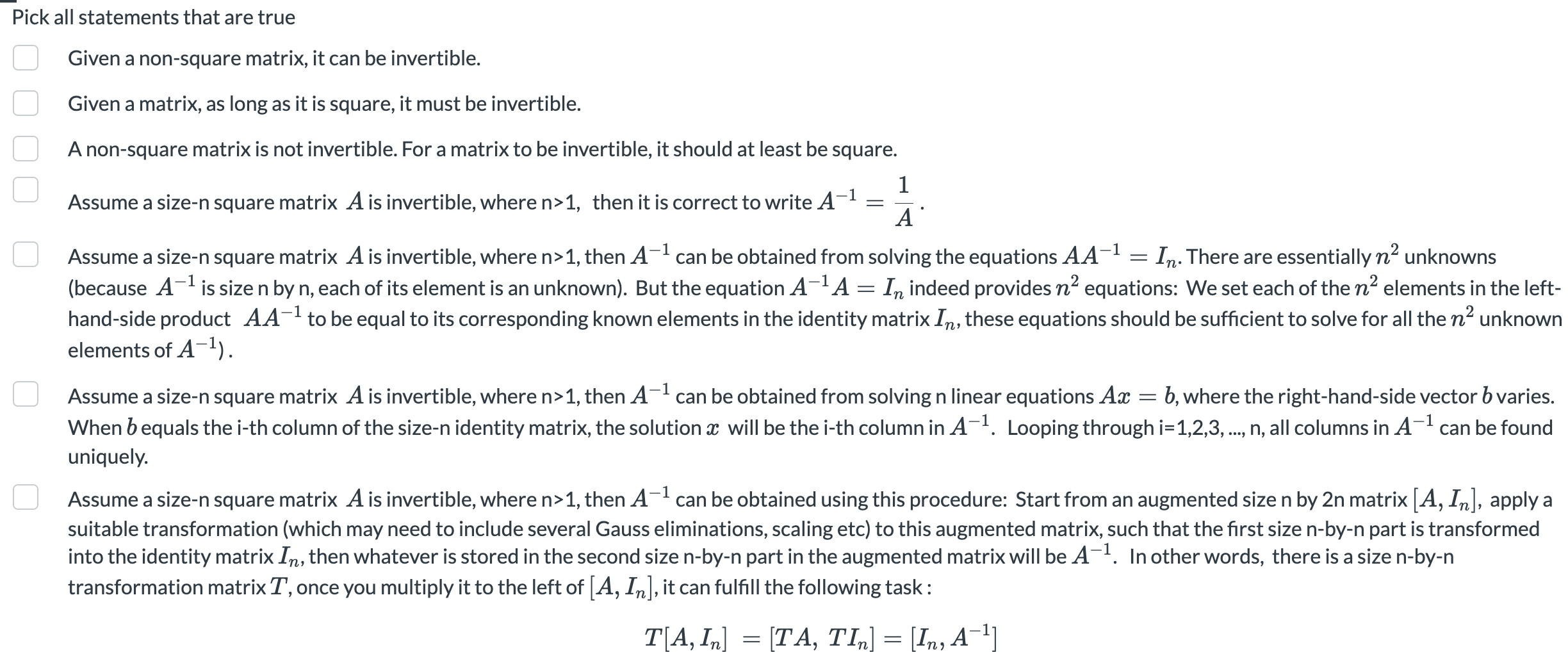 Solved Pick all statements that are true Given a non-square | Chegg.com Solved Pick all statements that are true Given a non-square | Chegg.com