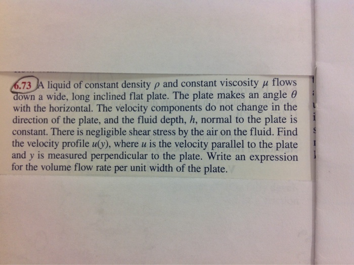 Solved A liquid of constant density rho and constant | Chegg.com